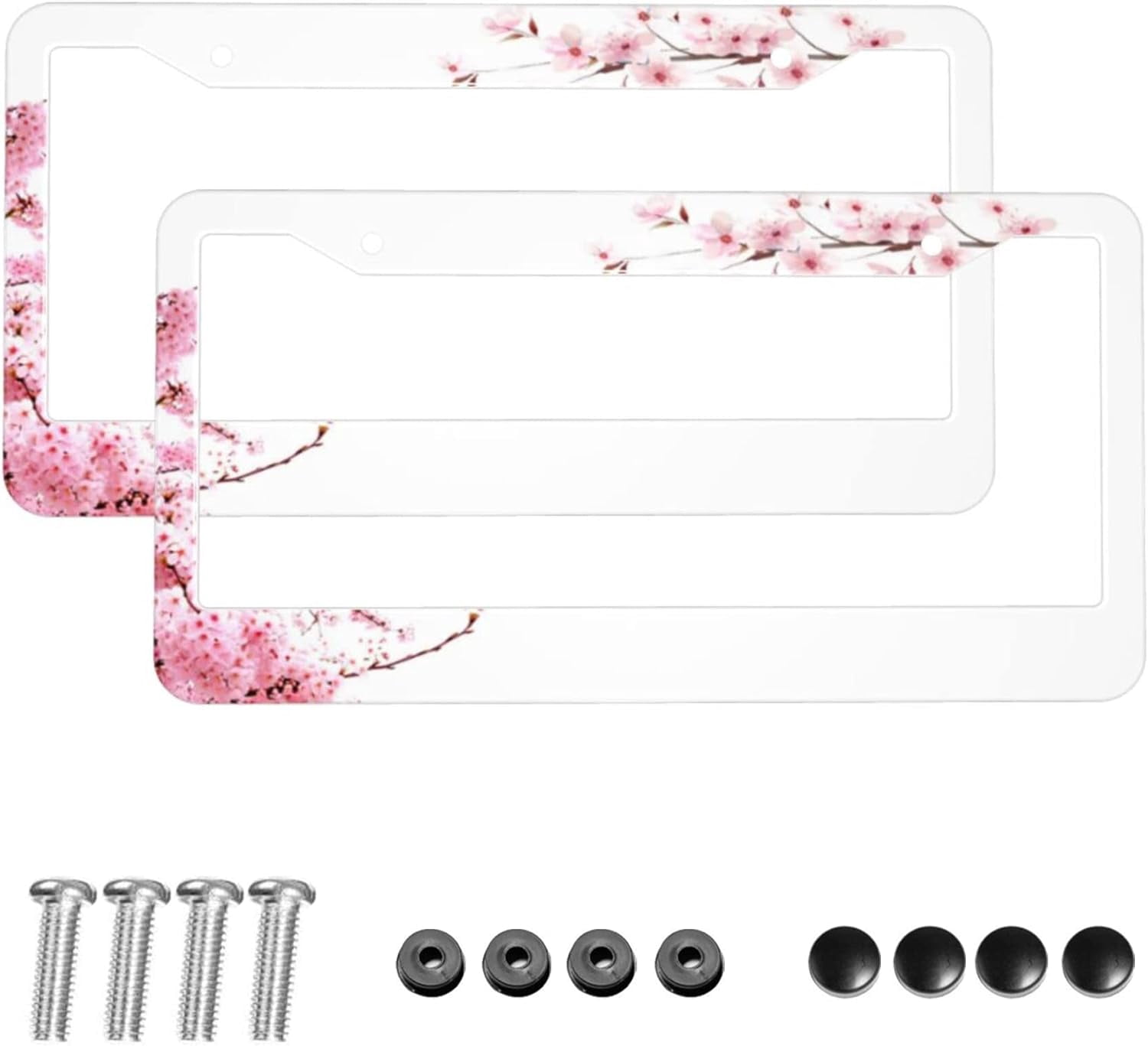 Beautiful Cherry Blossom License Plate Frames 2 Pcs Floral License ...