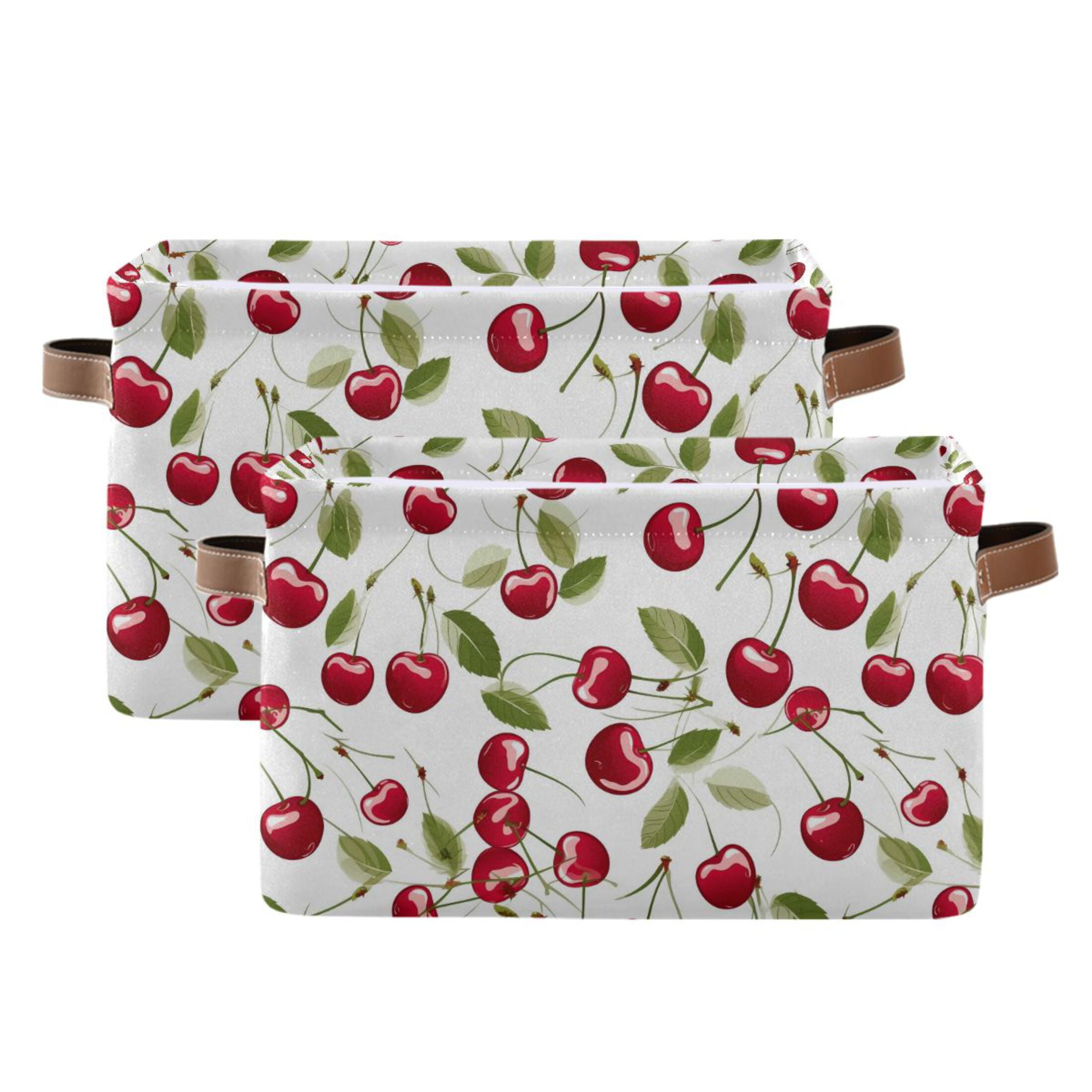 Beautiful Cherry Fruits Storage Bins with Handle Fabric Organizer ...