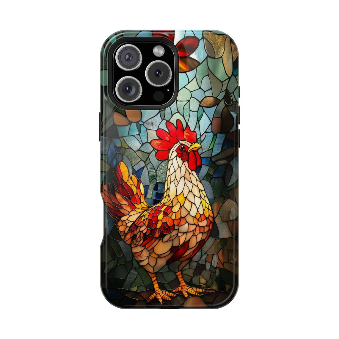 Beautiful Chicken Hen Stained Glass Art Design Phone Case with iPhone ...