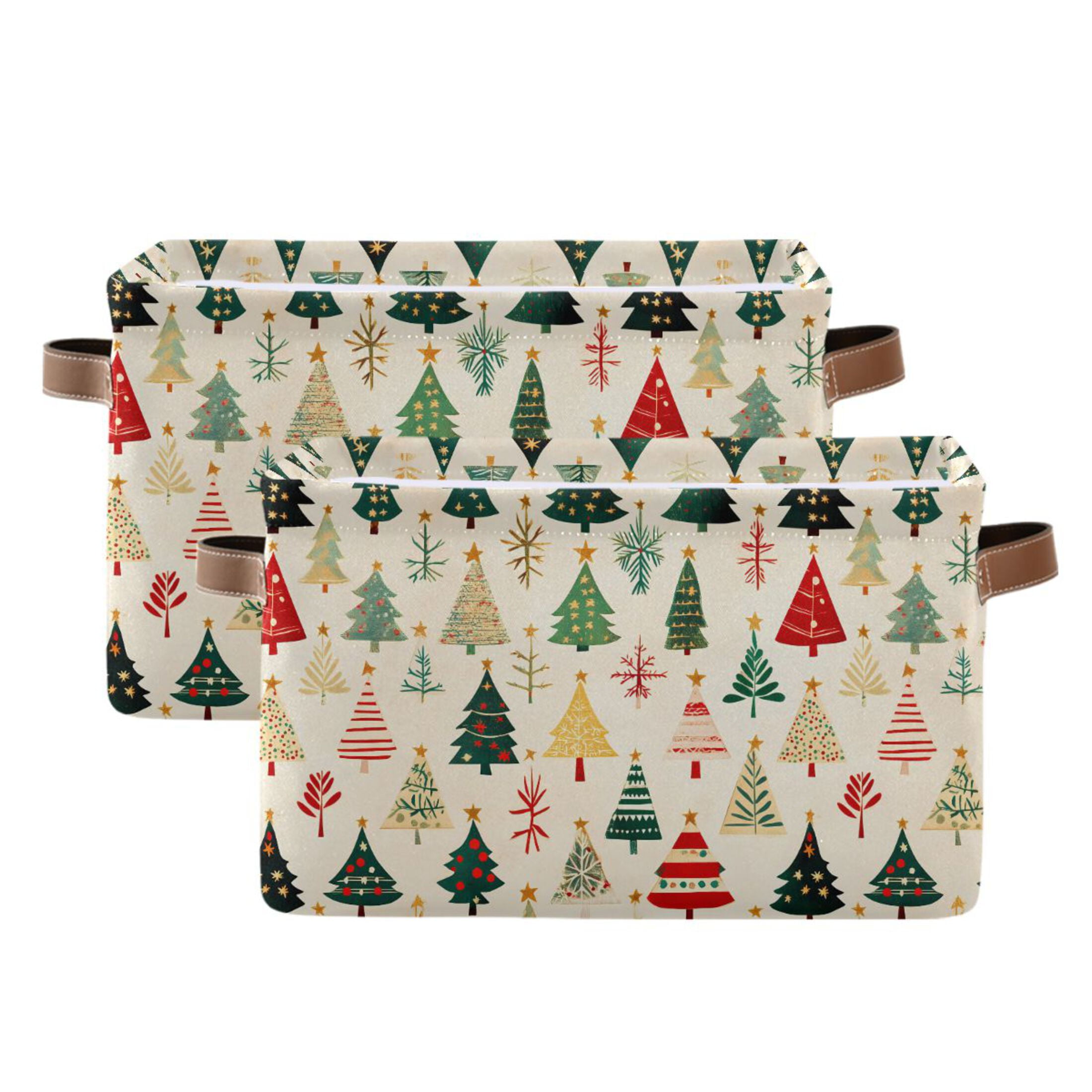 Beautiful Christmas Trees Storage Bins with Handle Fabric Organizer ...