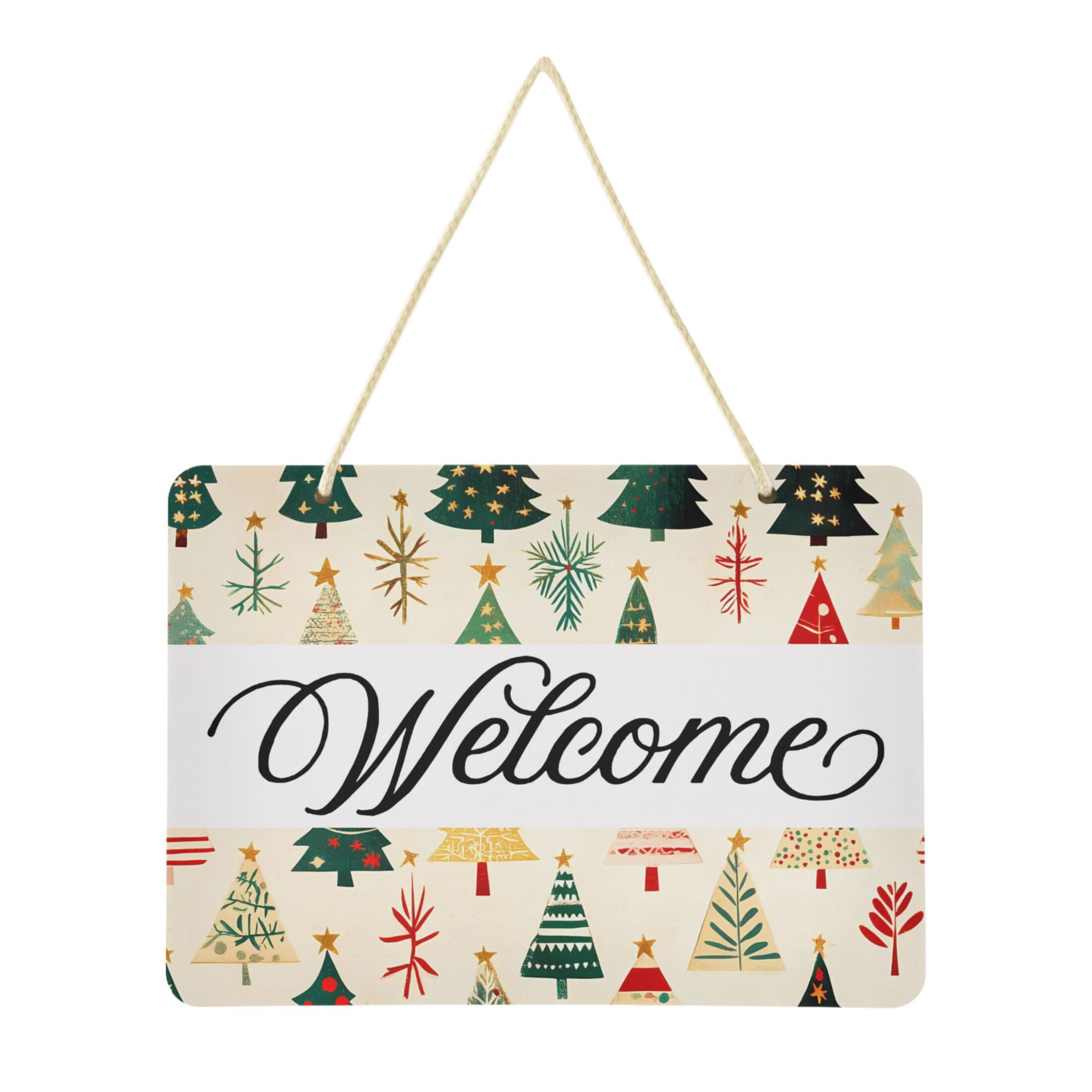 Beautiful Christmas Trees Welcome Sign Front Door PVC 14x10 inch Hanger ...