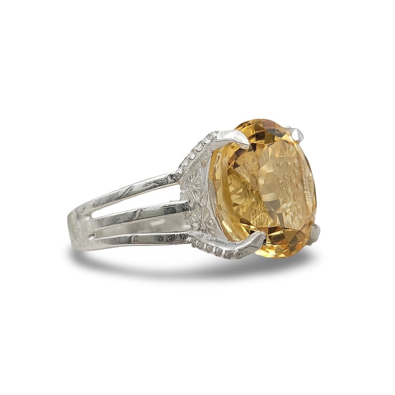 Beautiful Citrine Ring-925 Solid Sterling Silver Ring-Round Stone Ring ...
