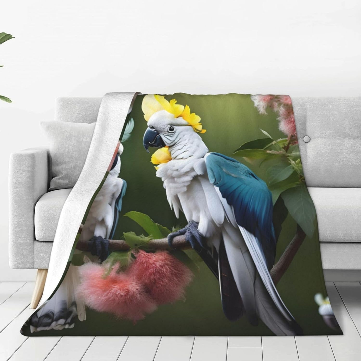 Beautiful Cockatoo Bird Flower Print Ultra Soft Micro Fleece Blanket ...