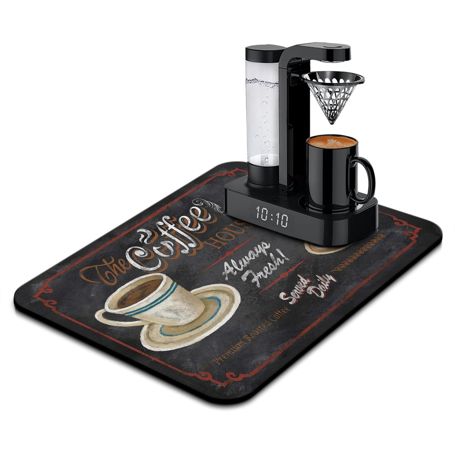 Beautiful Coffee House Chalkboard Dish Mat Absorbent Drying Mat for ...