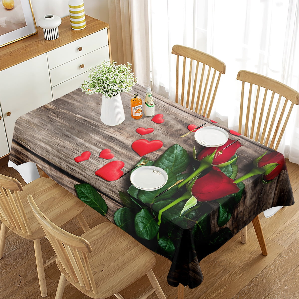 Beautiful Colored Roses Rectangular Tablecloth Valentine's Day r ...