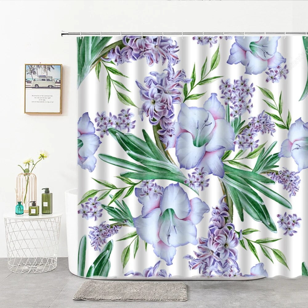 Beautiful Colorful Flower Blue Floral Printed Shower Curtains Fabric ...