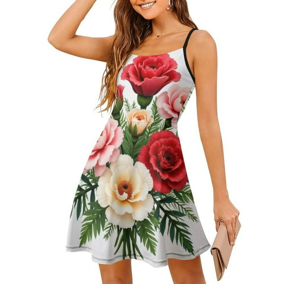 Beautiful Colorful Flower Bouquet Summer Dresses For Women A-line Dress ...