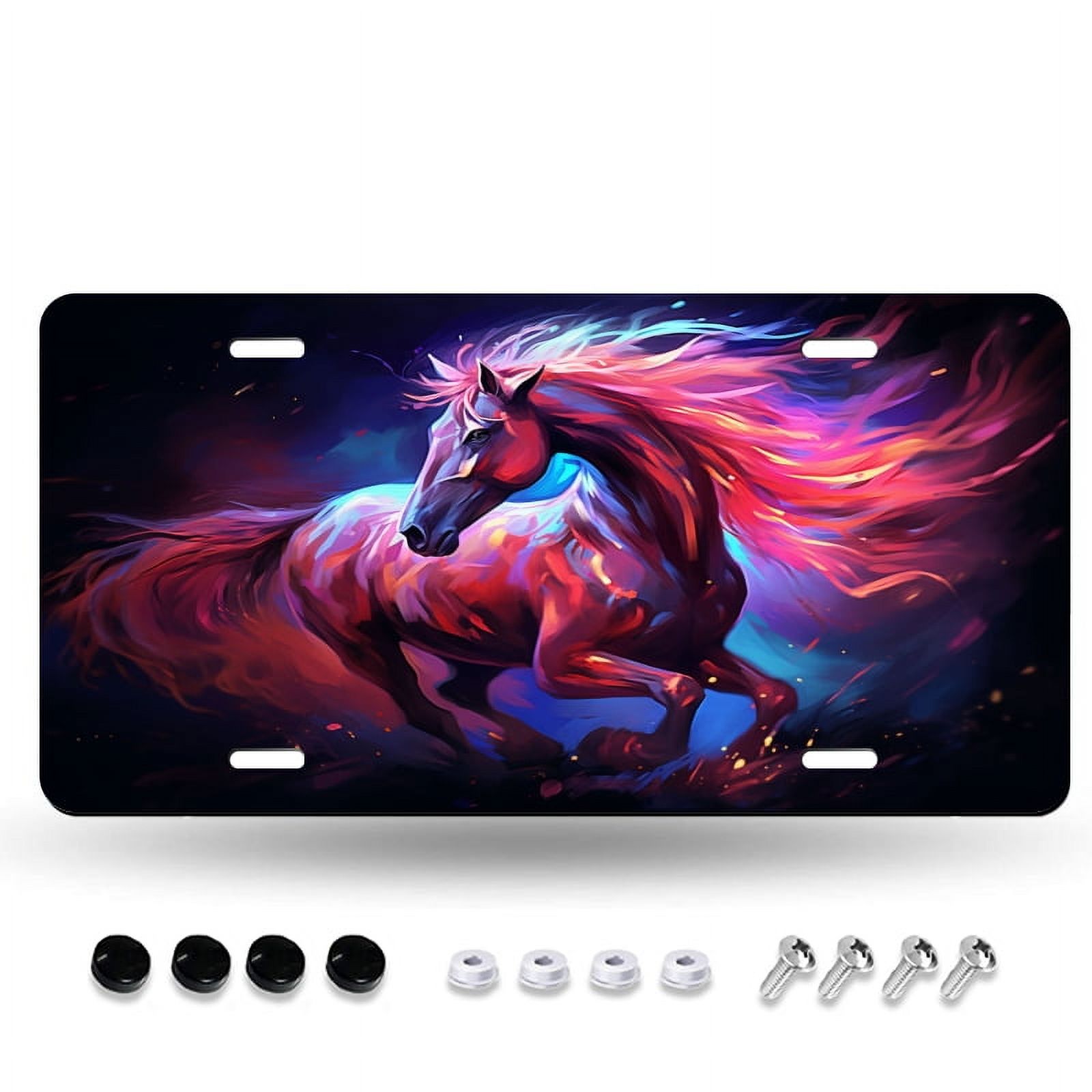 Beautiful Colorful Horse with Long Mane Running in The Dark Front ...