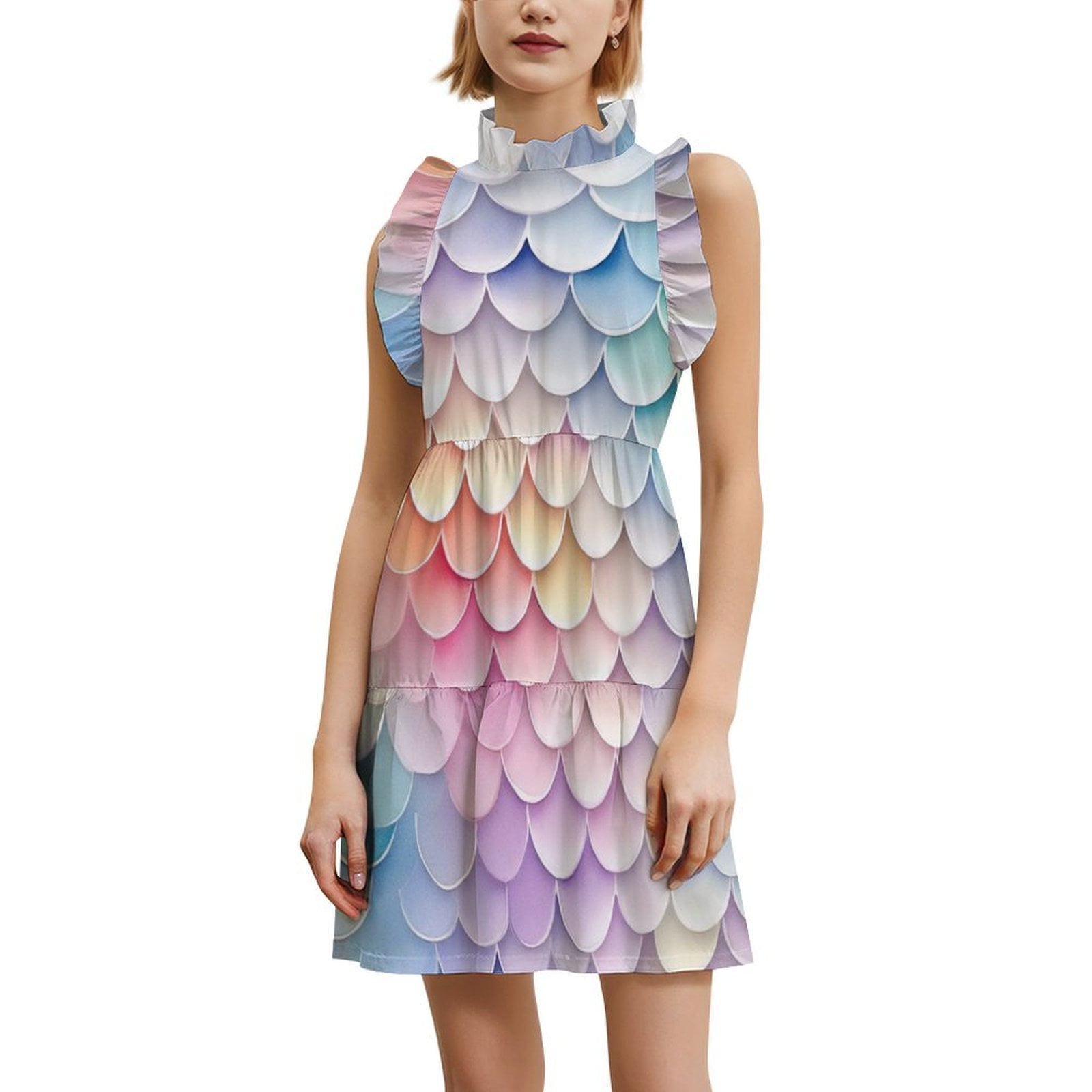 Beautiful Colorful Mermaid Scales Women's Fashion Casual Dress Summer ...