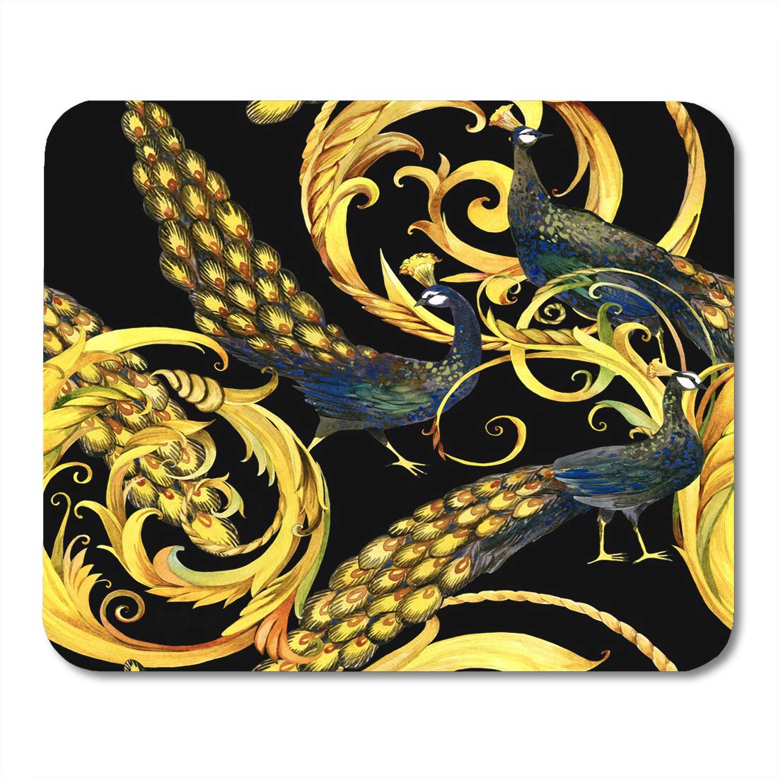 Beautiful Colorful Peacock Luxurious Gold Curl Pattern Vintage Lacy ...