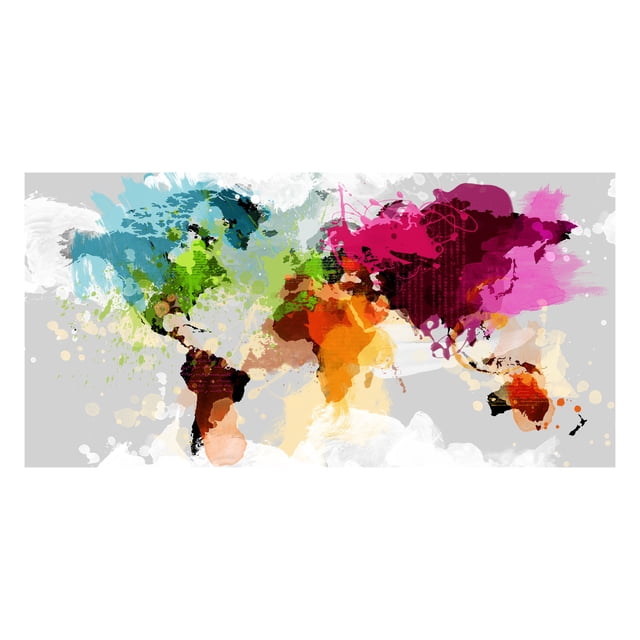 Beautiful Colorful Statement World Map; One 24x12in Unframed Poster ...
