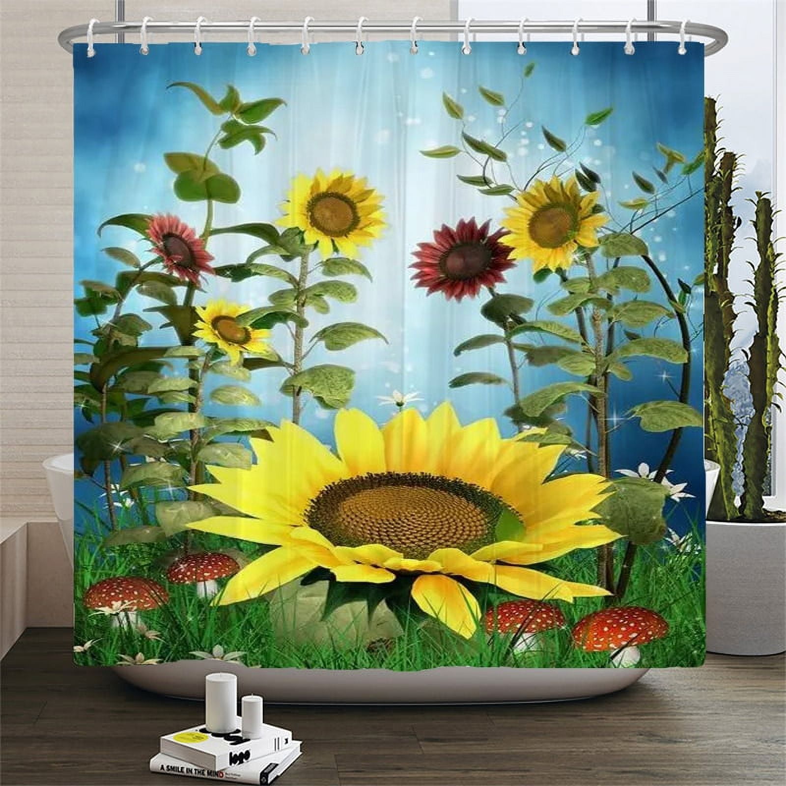 Beautiful Colorful Sunflower Flower Printed Shower Curtains Frabic ...