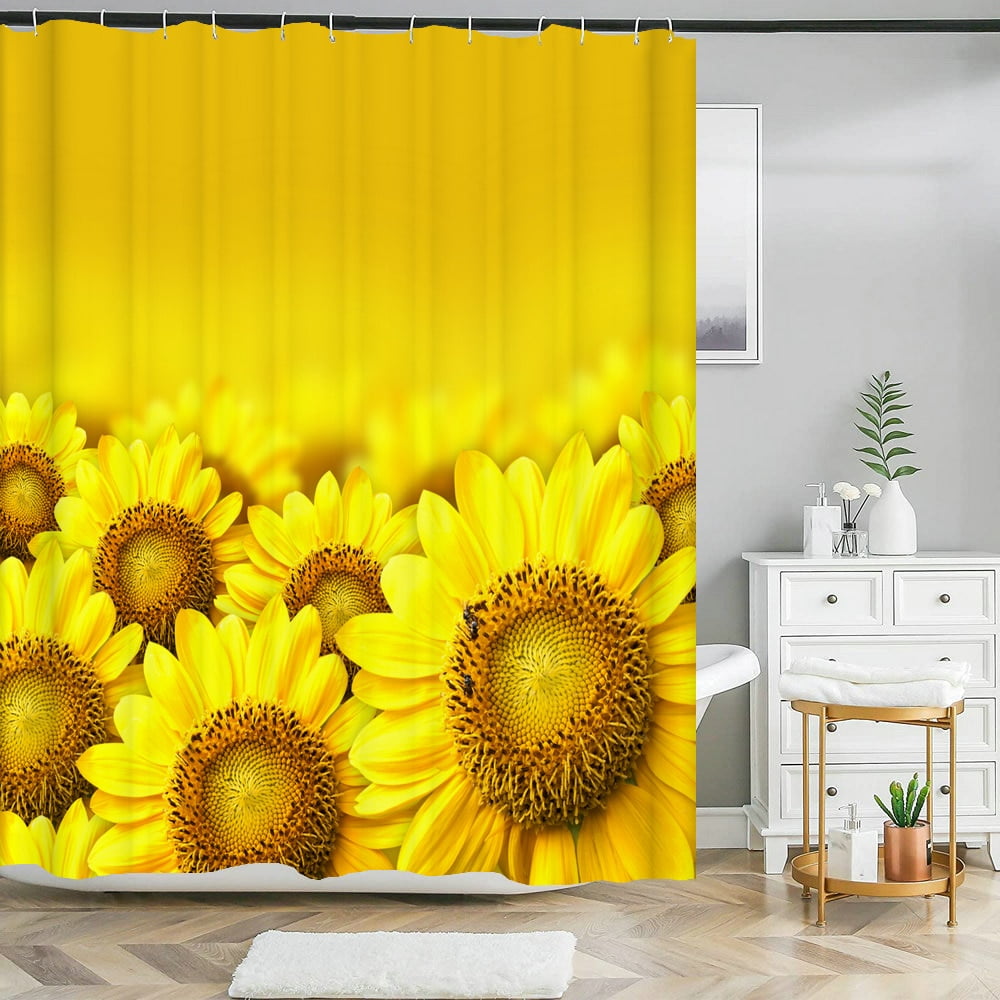 Beautiful Colorful Sunflower Flower Printed Shower Curtains Frabic ...