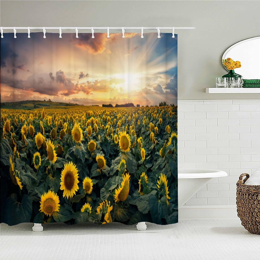 Beautiful Colorful Sunflower Flower Printed Shower Curtains Frabic ...