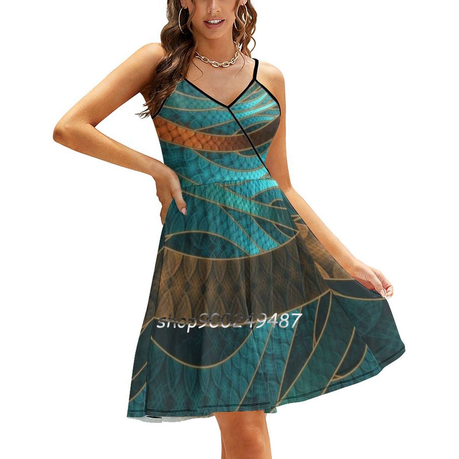 Beautiful Corded Leather Turquoise Fractal Bangles Square Neck Dress ...