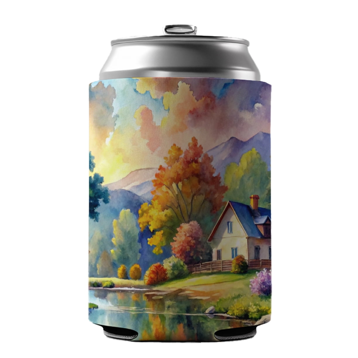 Beautiful Cottage Watercolor Drink Beer Soda Insulated Sleeve Holder ...