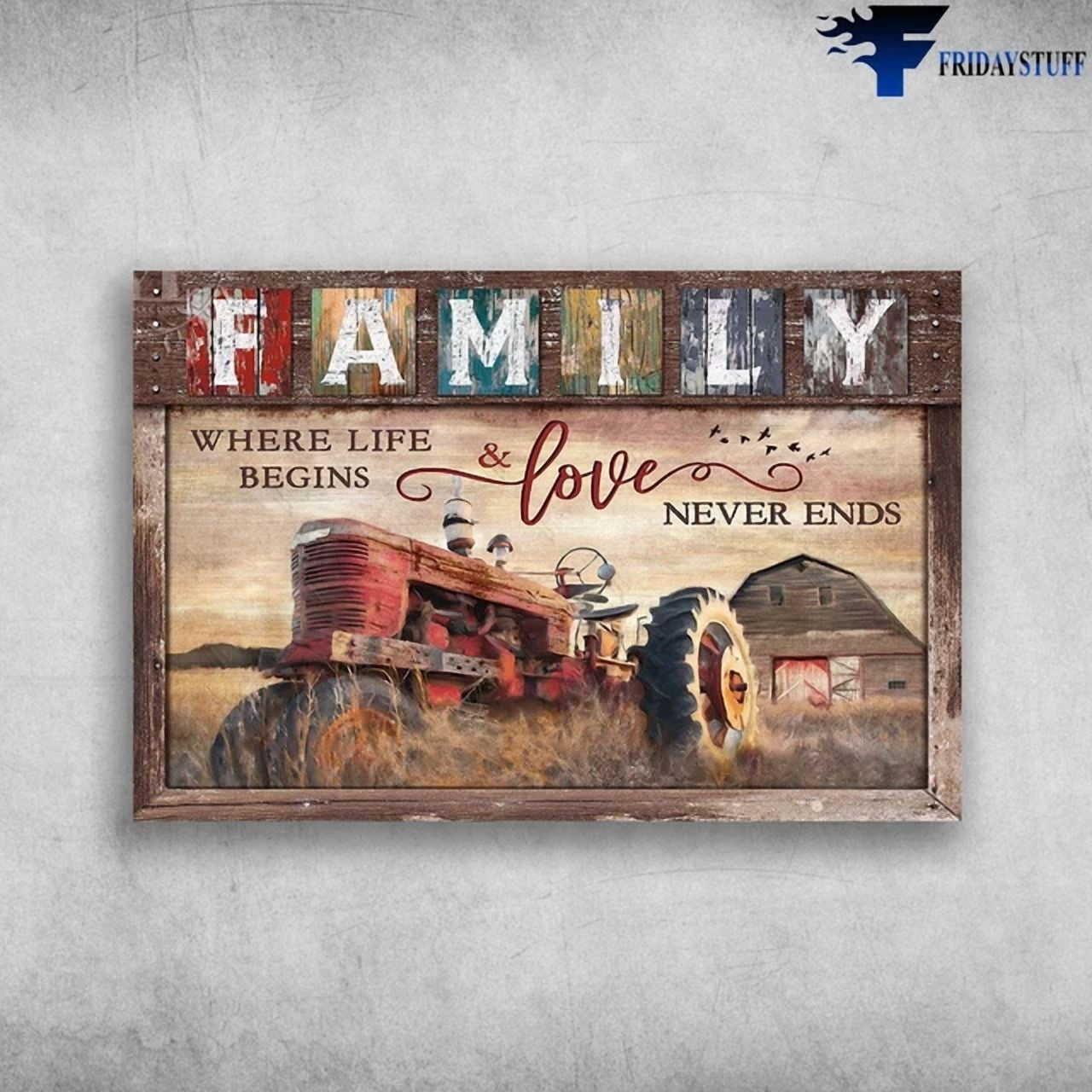 Beautiful Countryside Scenery With Red Tractor And Barn Art Home Decor ...
