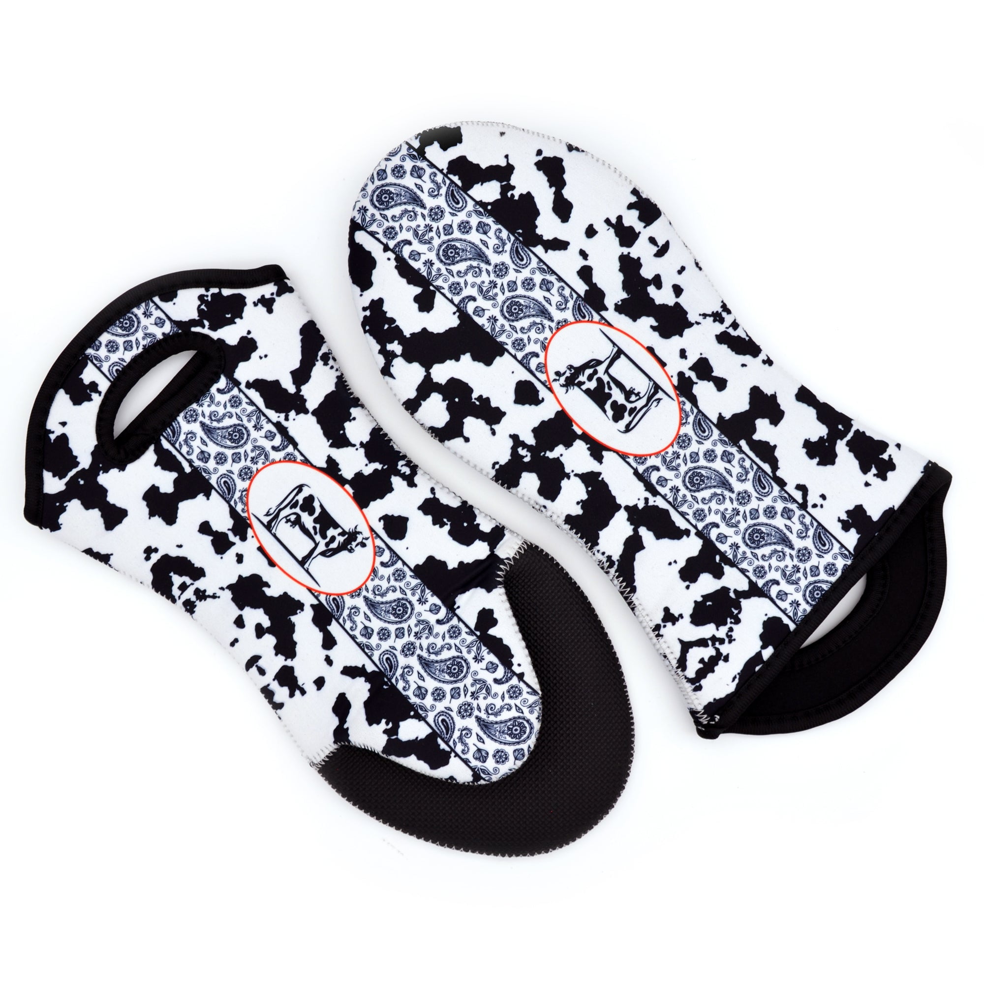 Beautiful Cow Print Paisley Oven Mitts 2 Pack, Neoprene Fabric Heat ...