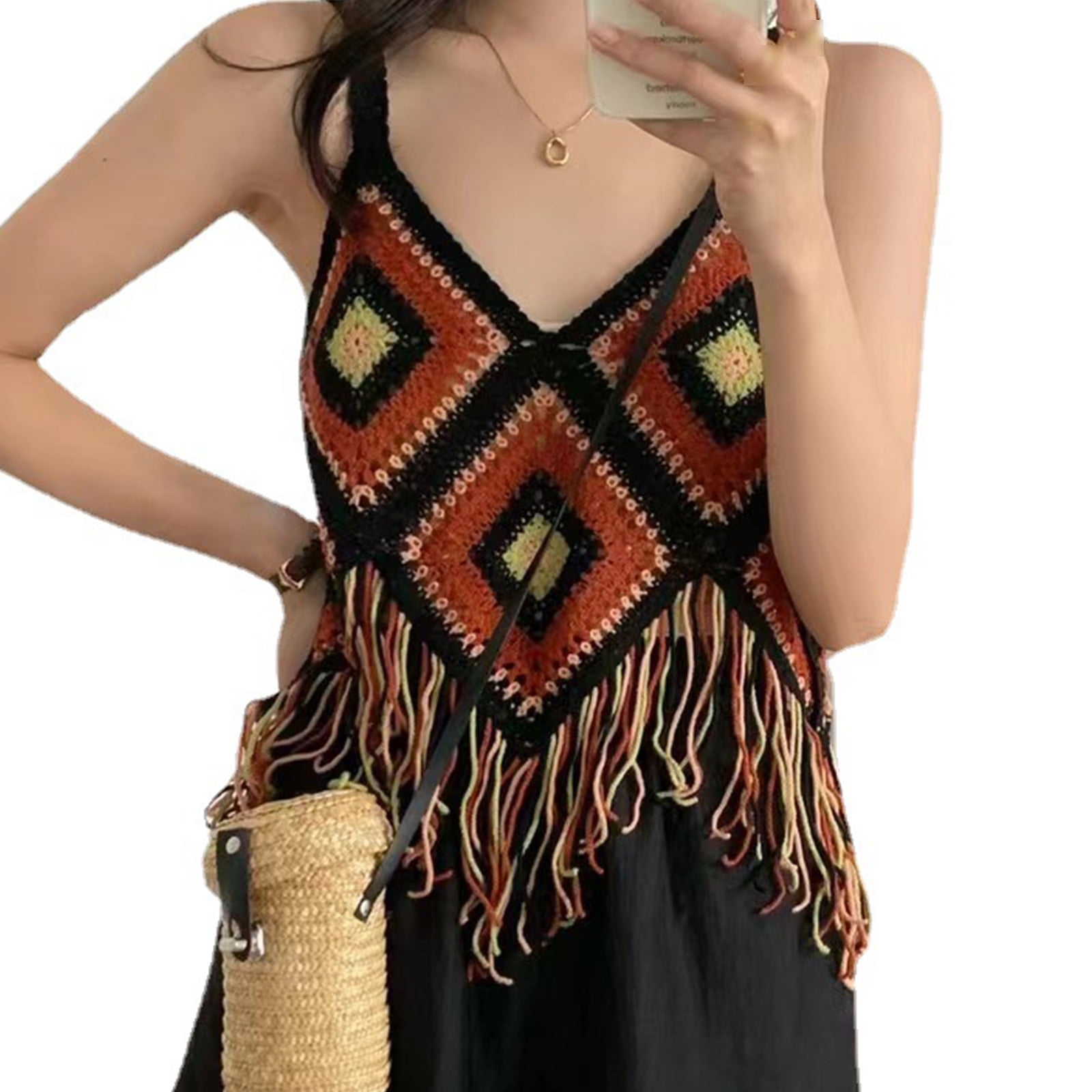 Beautiful Cropped Top for w/ Women Knitted Vest Tops Hollow Out ...