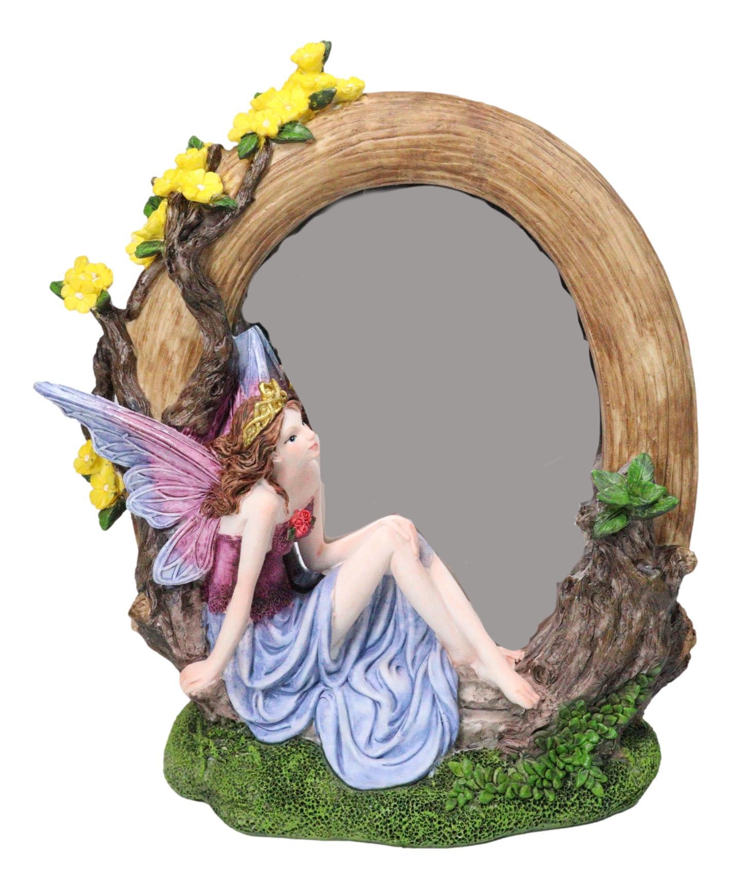 Beautiful Crowned Fairy Daydreaming in The Forest Table Desktop Mirror ...