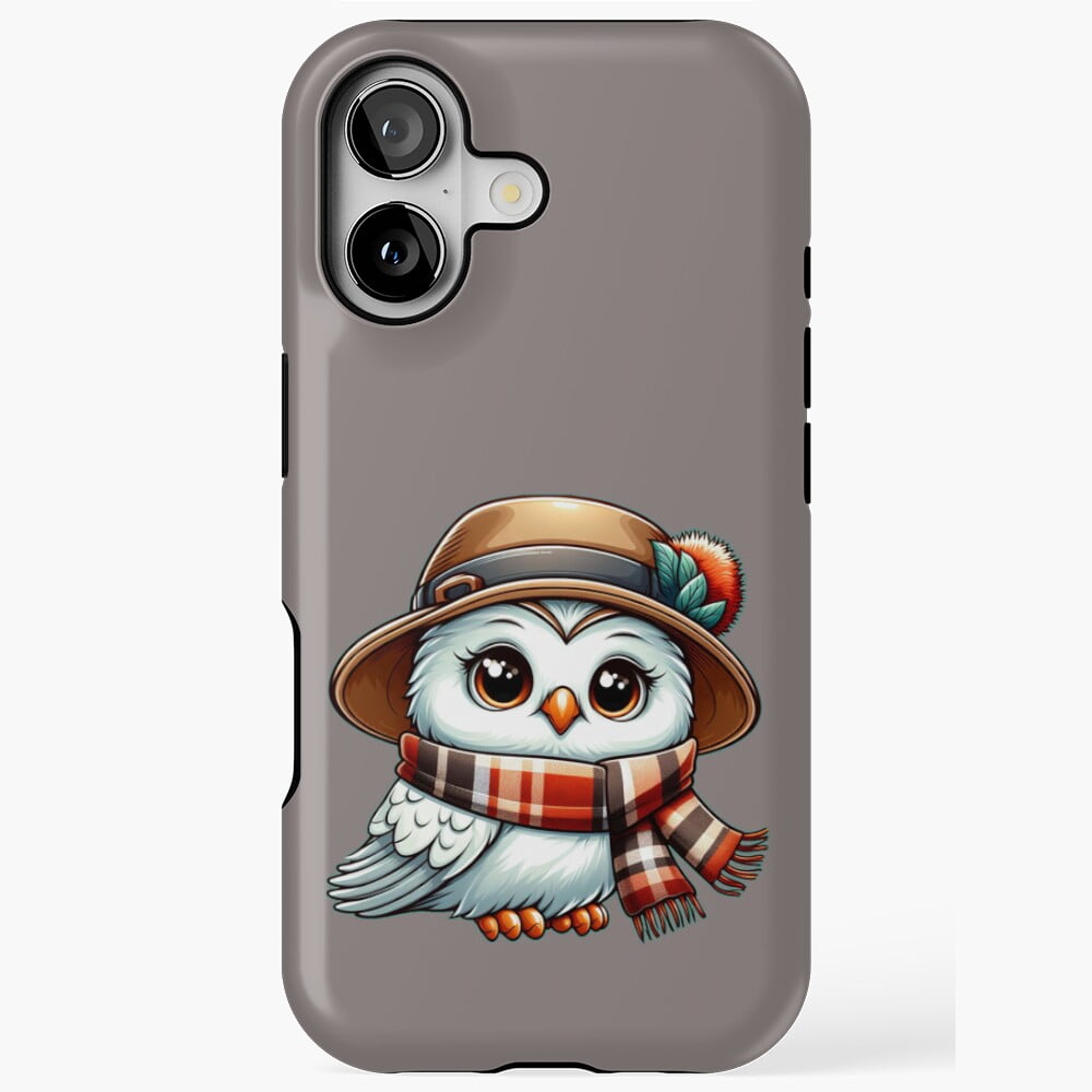 Beautiful Cute Owl with Hat and Scarf Phone Case 17 16 15 14 13 12 11 ...