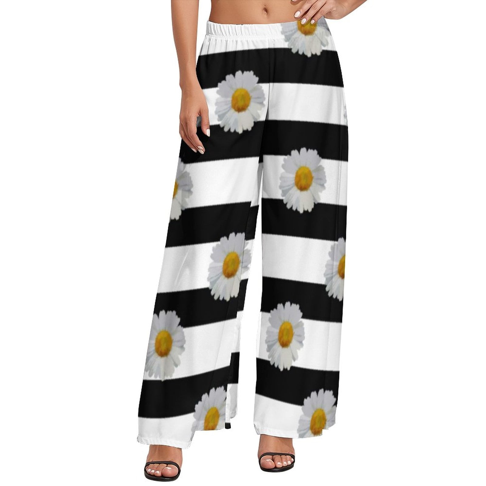 Beautiful Daisy Pattern Pants Daisies Flowers Print Modern Wide Leg Pants Women Oversized Street ...