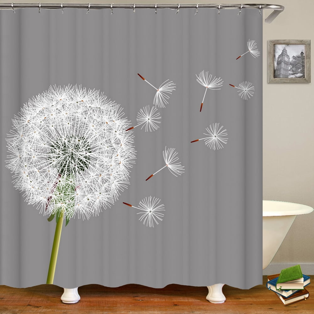 Beautiful Dandelion Flower Printing Shower Curtain Polyester Waterproof ...