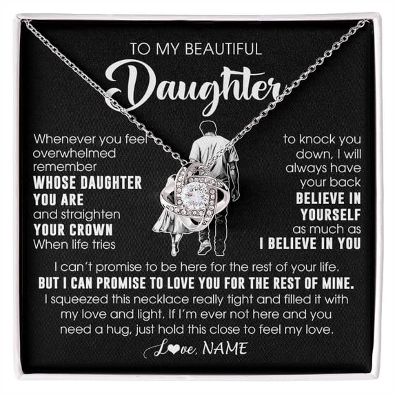 Beautiful Daughter Believe In Yourself Love Necklace, Gold Love Knot ...