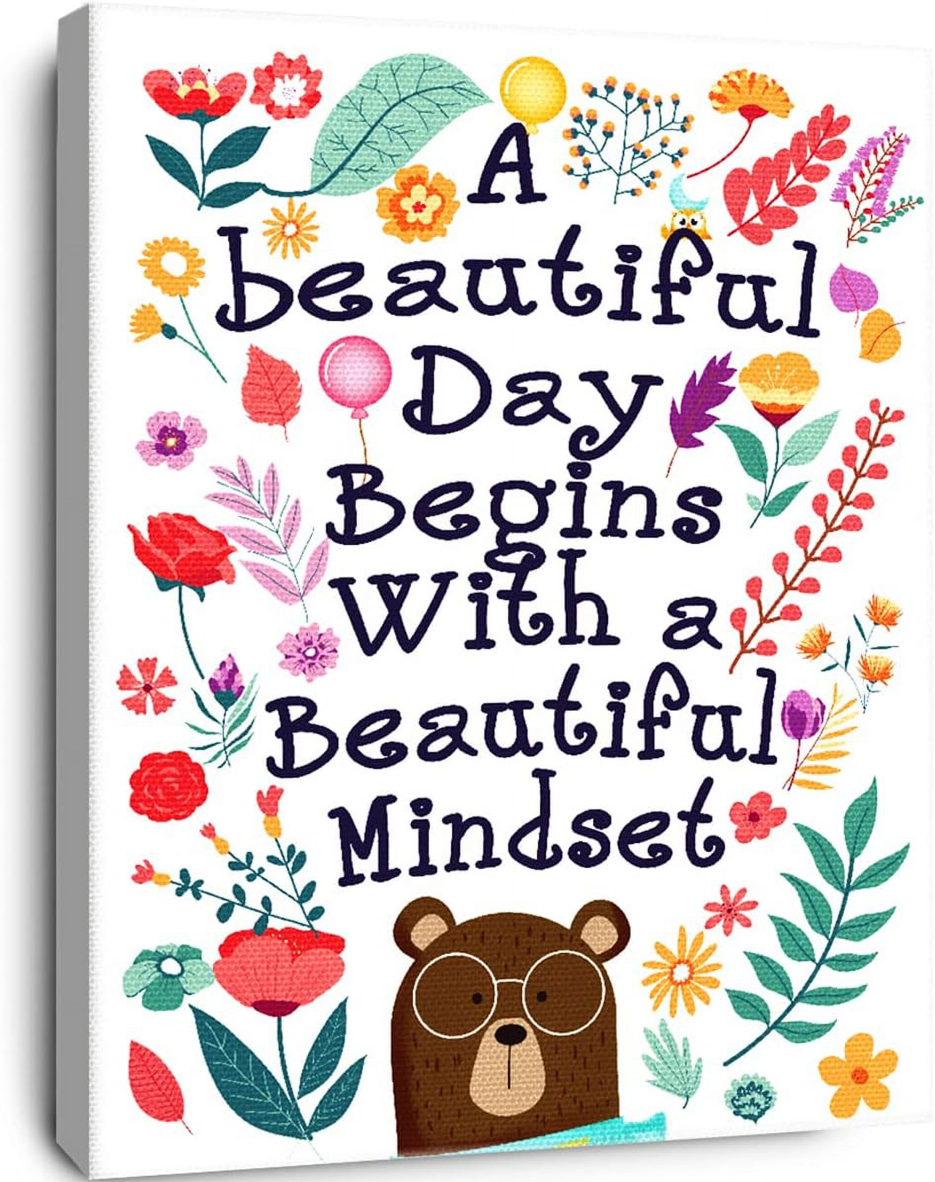 A Beautiful Day Begins with a Beautiful Mindset Wall Art,Inspirational ...