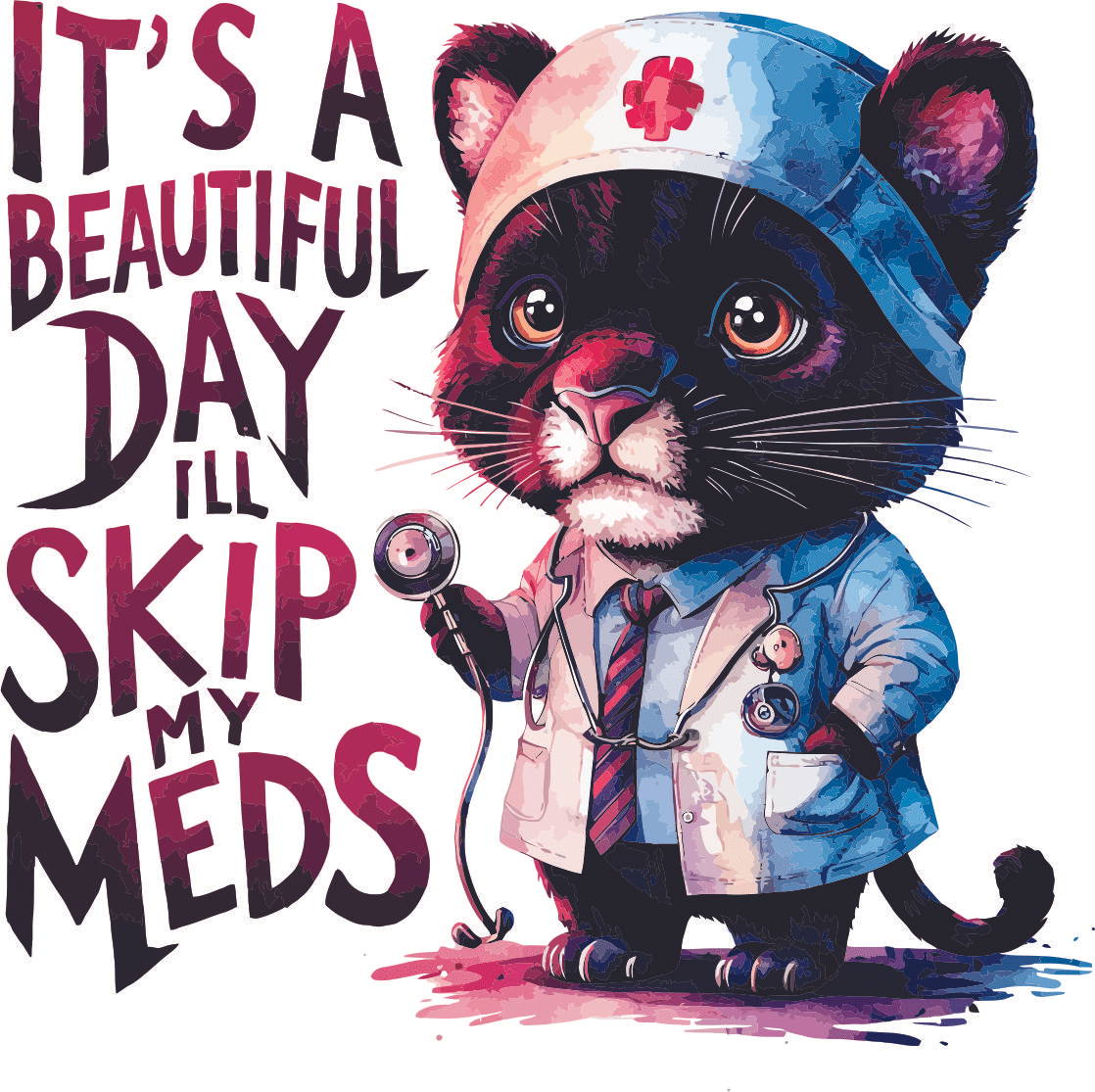 Beautiful Day Skip Meds Bold Statement Quote for Dorm Office Quotes ...