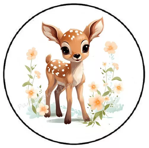 Beautiful Deer Fawn With Flowers Sticker Party Favors Sticker Envelope ...