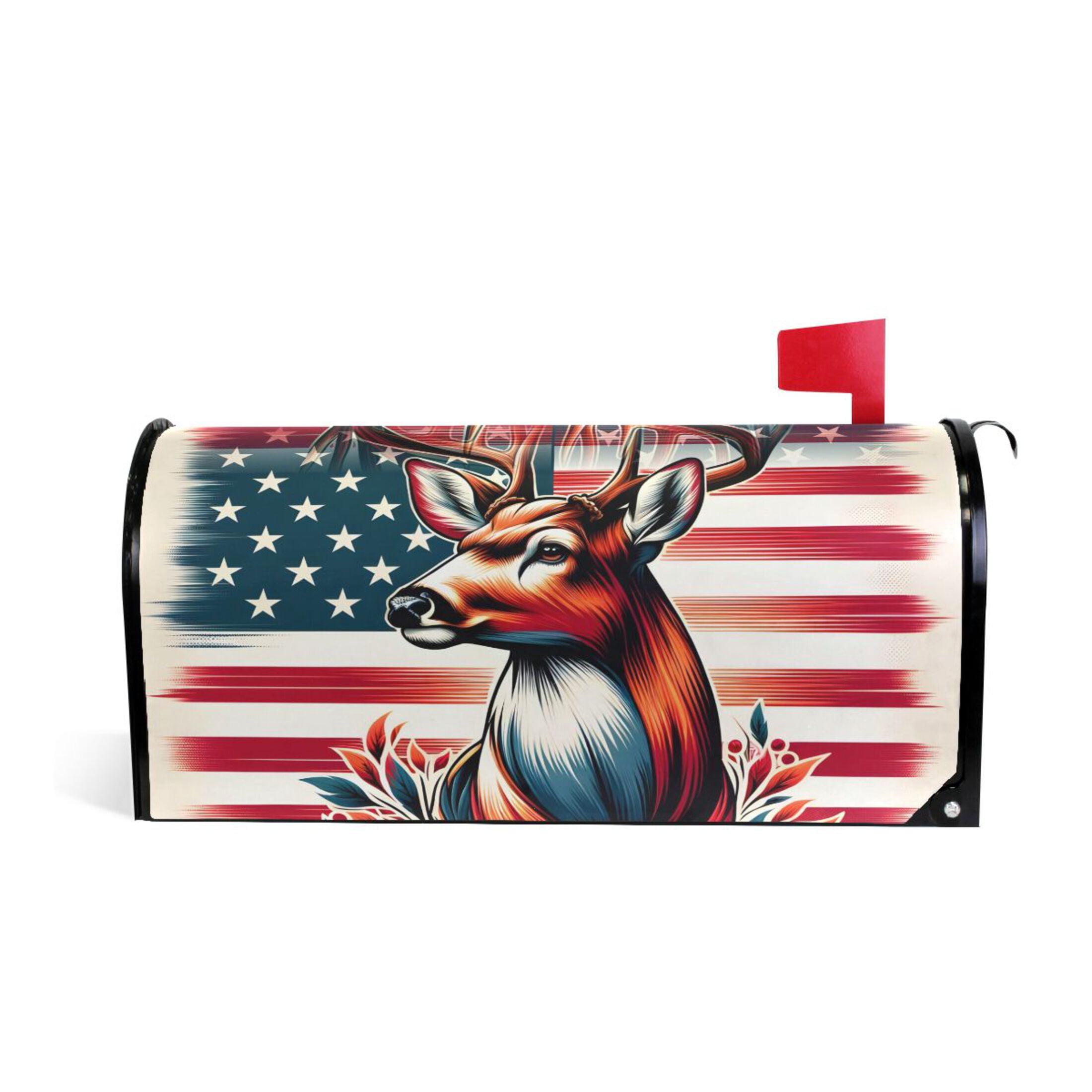 Beautiful Deer with American Flag Magnetic Mailbox Covers 21" X 18 ...