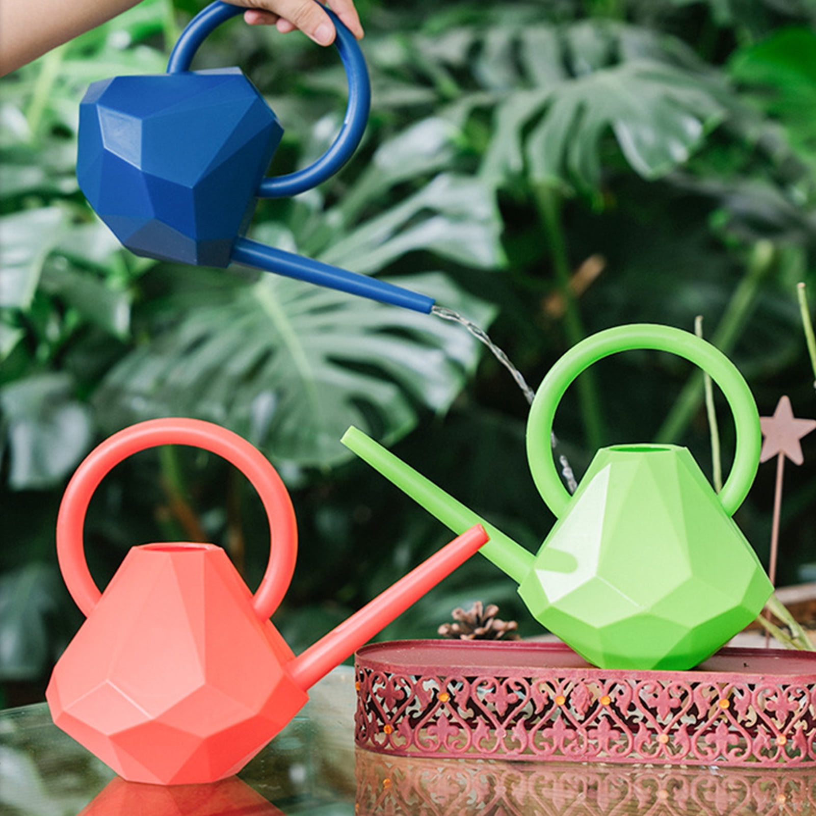 Beautiful Diamond Shape Watering Can - 1.5L Long Spout Plastic Watering ...