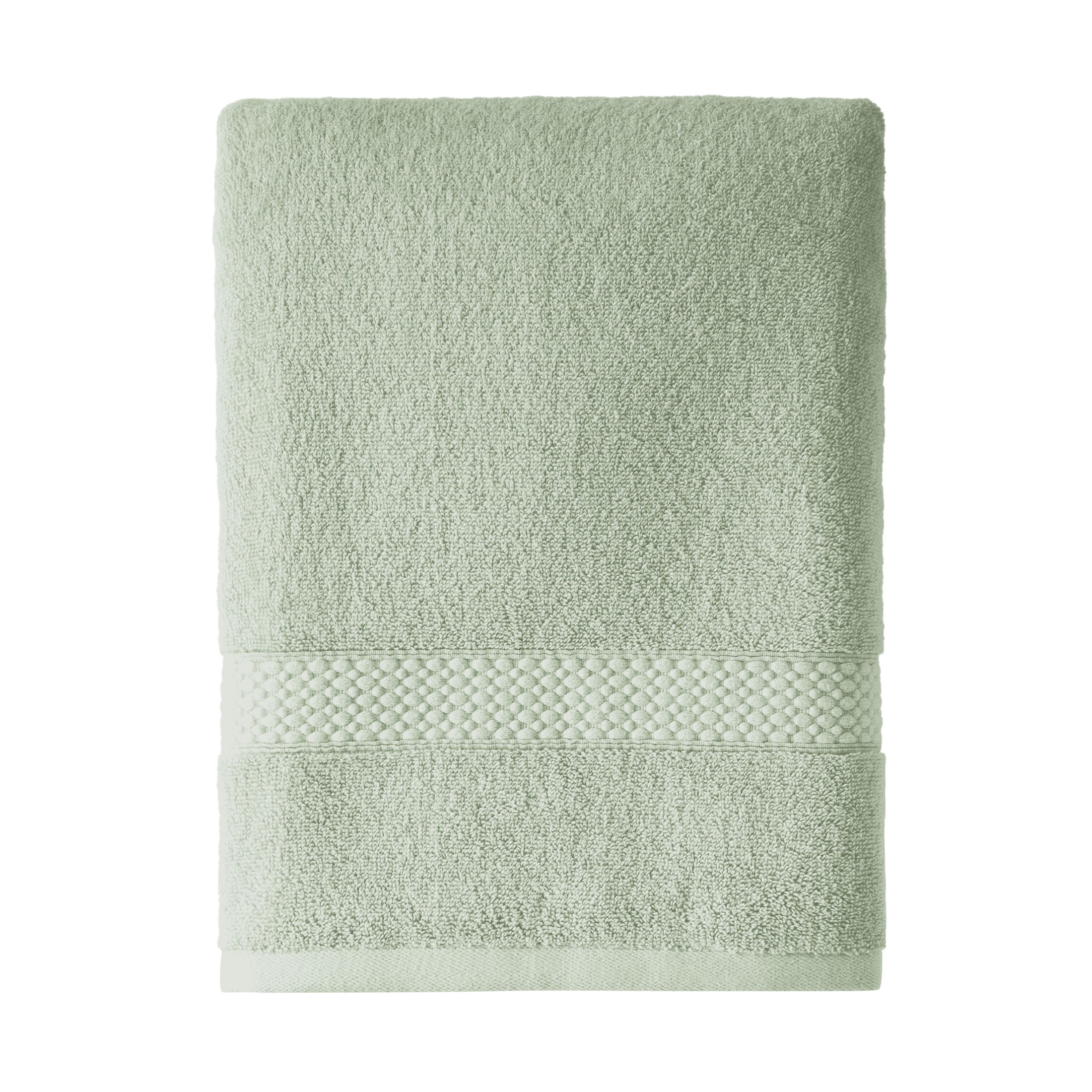 Beautiful by Drew Barrymore Dobby Bath Towel, Soft 100% Cotton, Sage ...