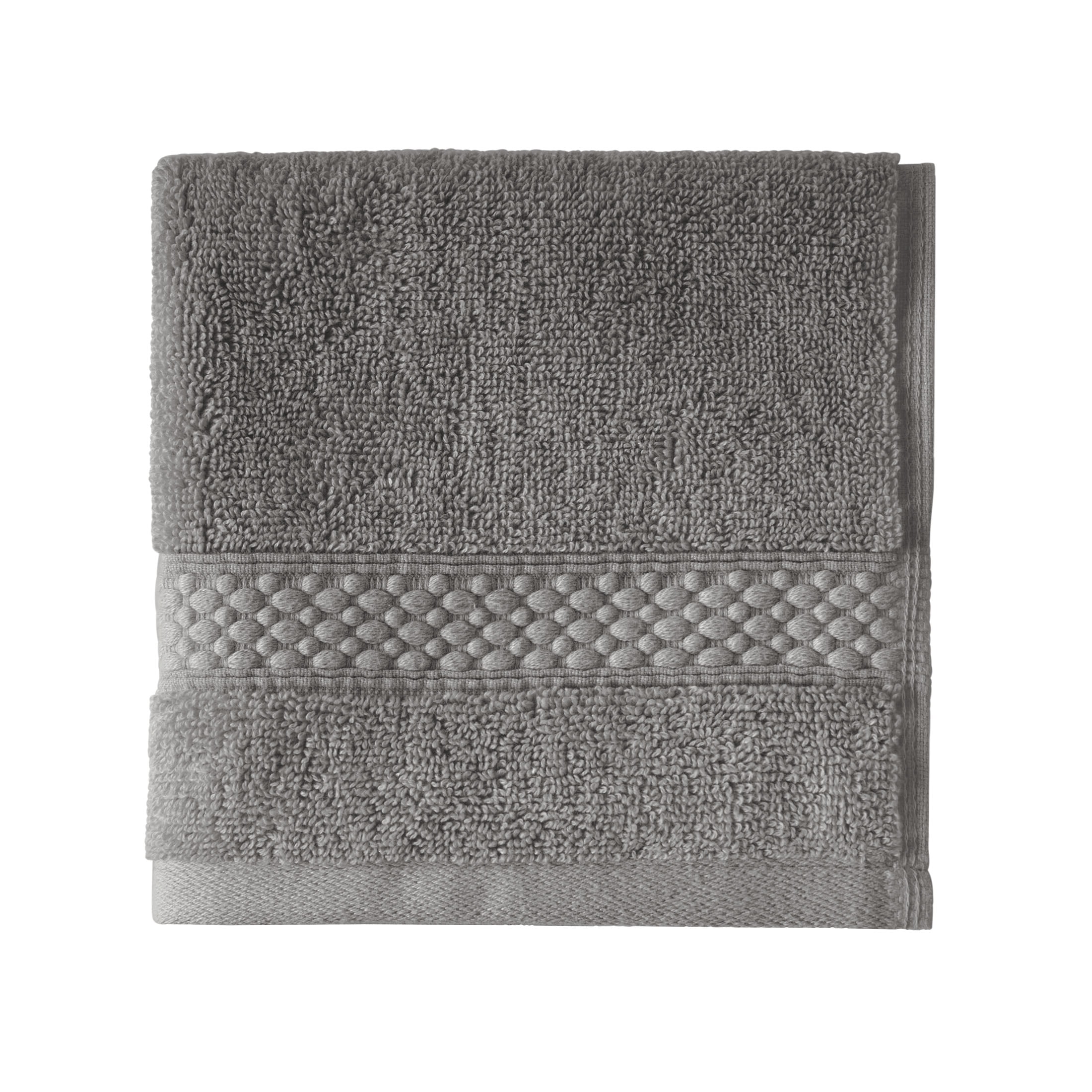 Beautiful by Drew Barrymore Dobby Washcloth, Soft 100% Cotton, Charcoal ...