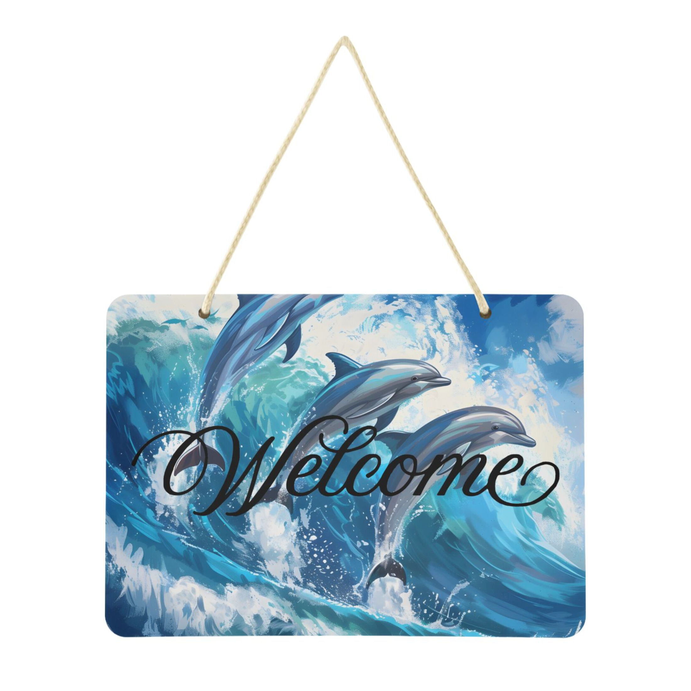 Beautiful Dolphins Jumped Welcome Sign Front Door PVC 14x10 inch Hanger ...