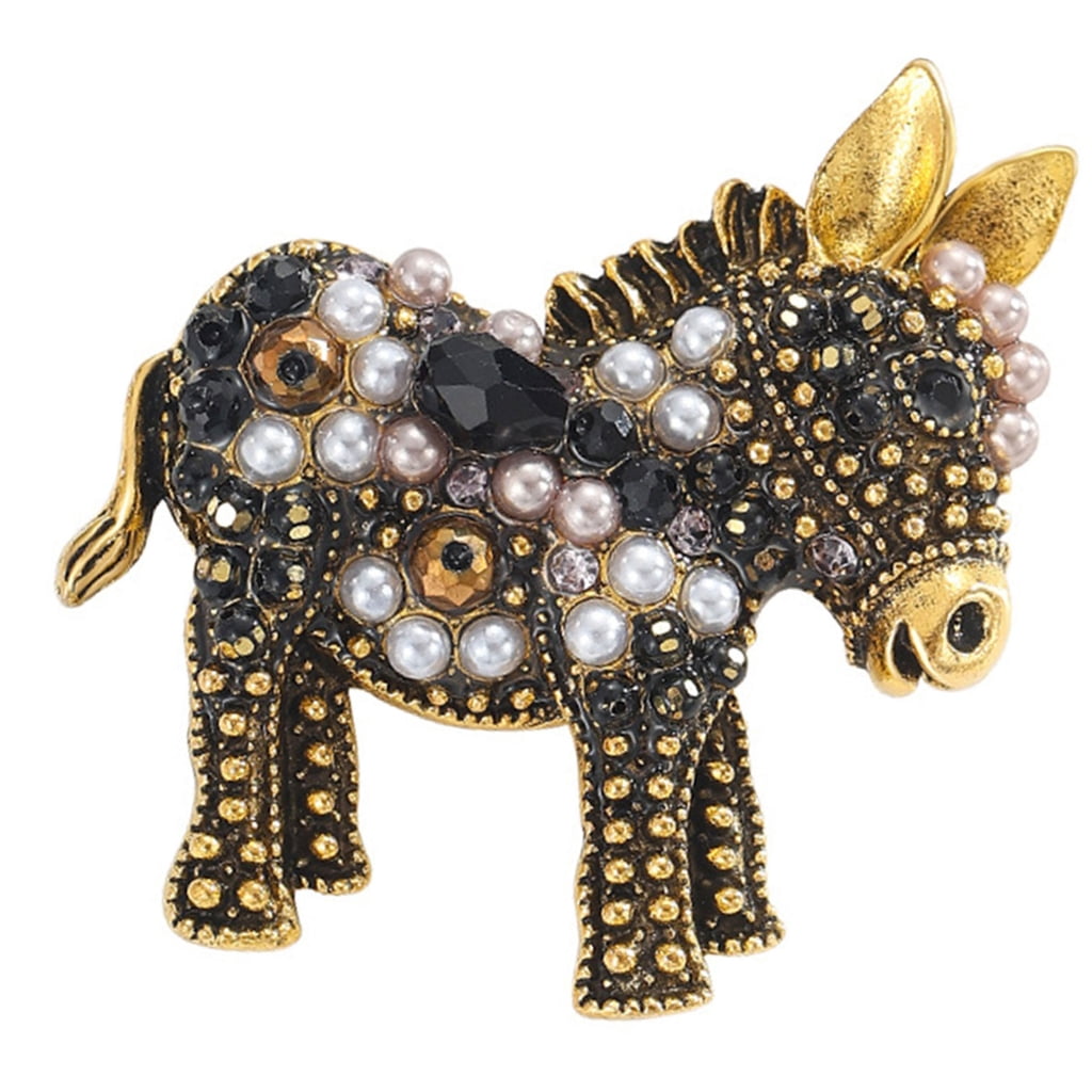 Beautiful Donkey Design Rhinestones Pearls Brooch Lapel Pin For Women ...