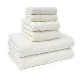 Beautiful Dot 6 Pack Towel Set Cotton Bath Hand Washcloths in Off White ...