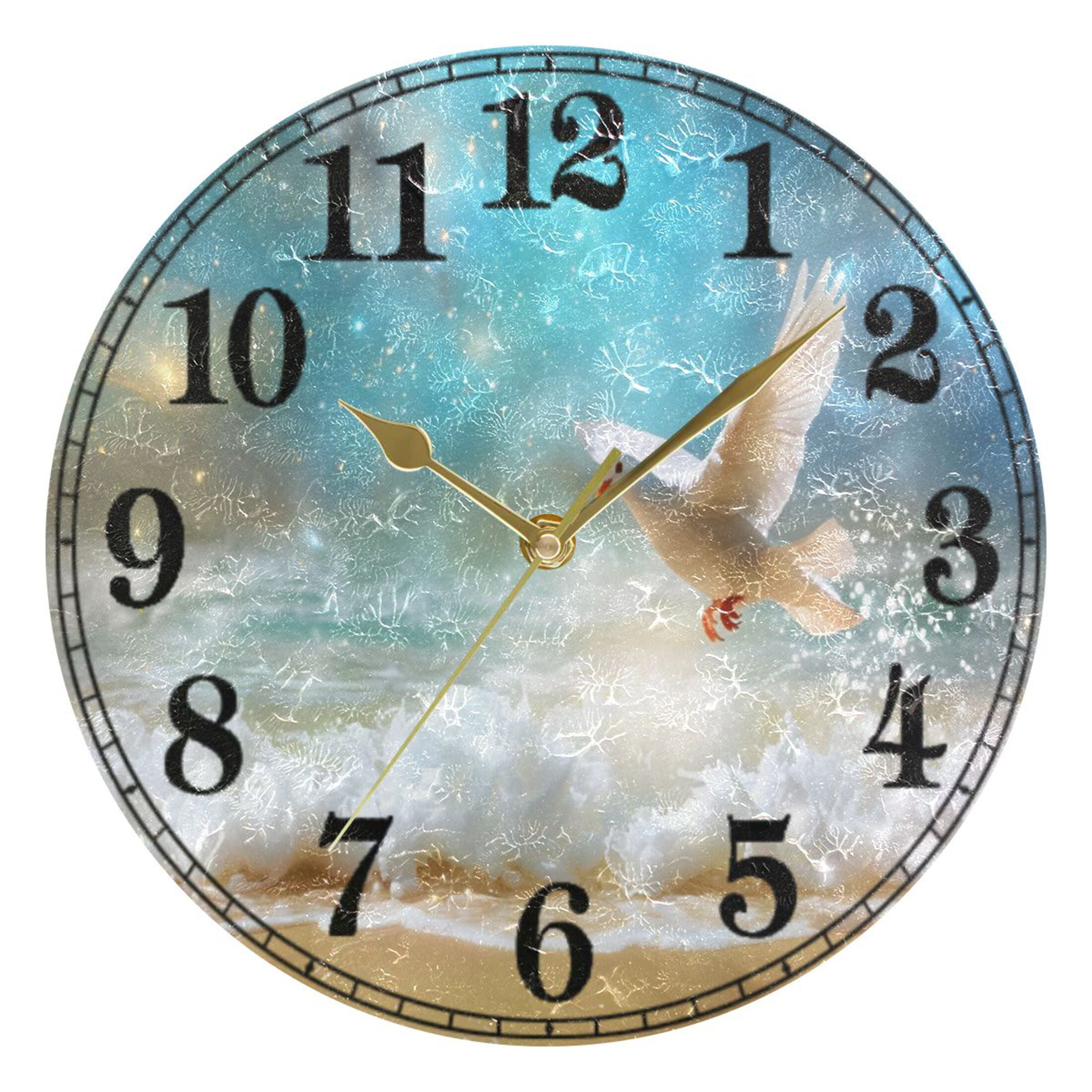 Beautiful Dove Of Peace Flying Silent Wall Clock 10" Non-Ticking ...