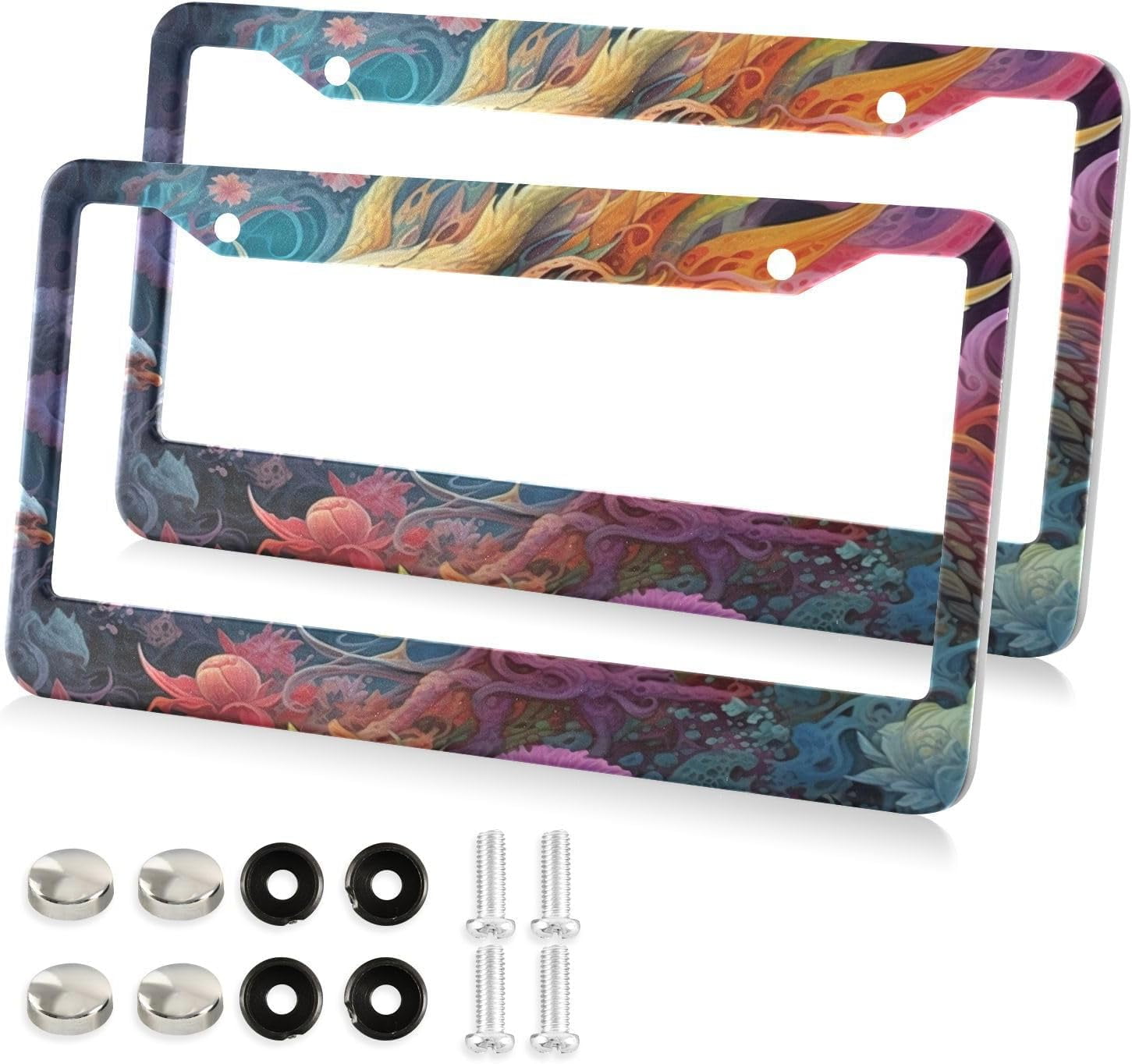 Beautiful Dragon License Plate Frame, Aluminum Car Tag Frames, 2 Pack ...