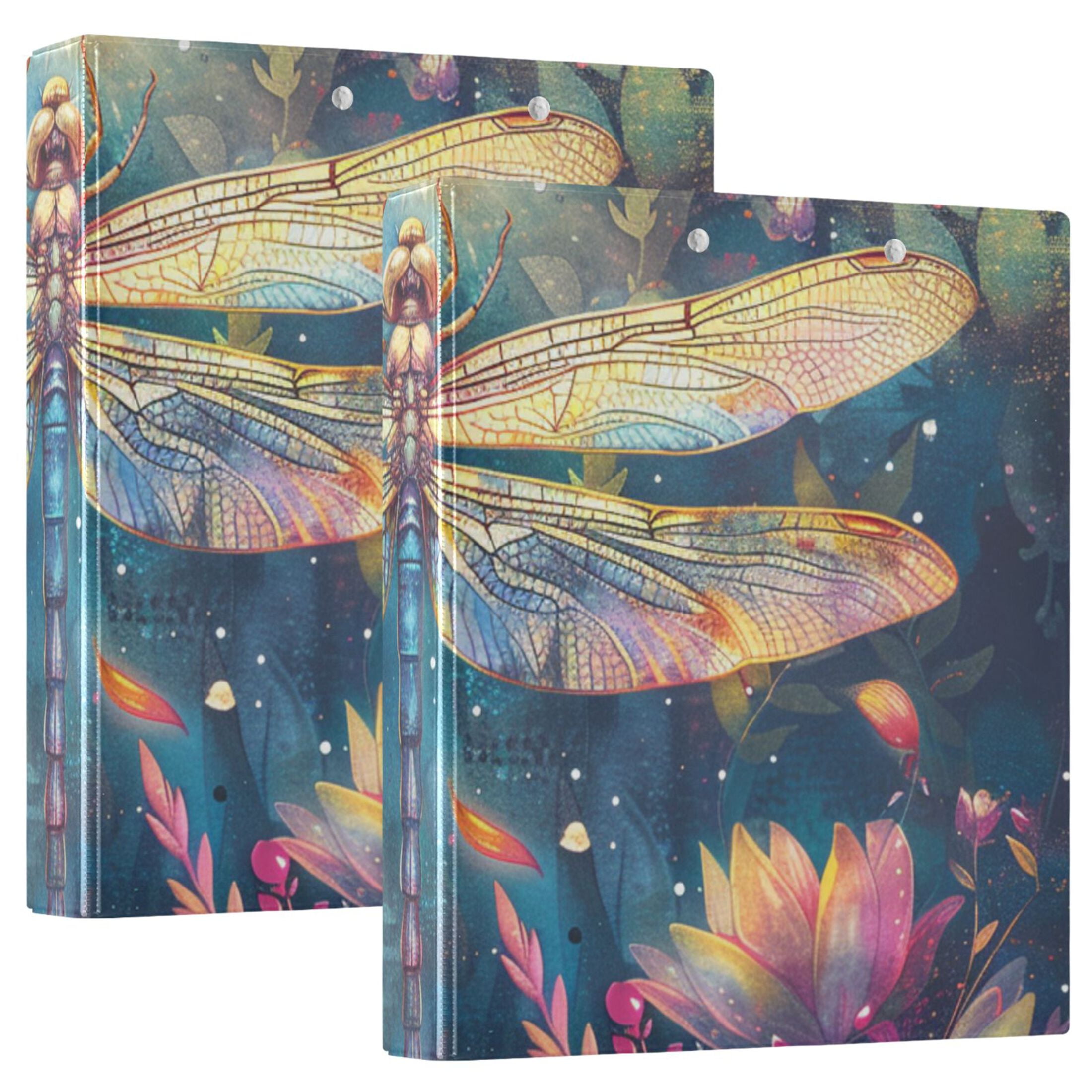 Beautiful Dragonfly 3 Ring Binders 1.5 inch Hardcover File Folders with ...