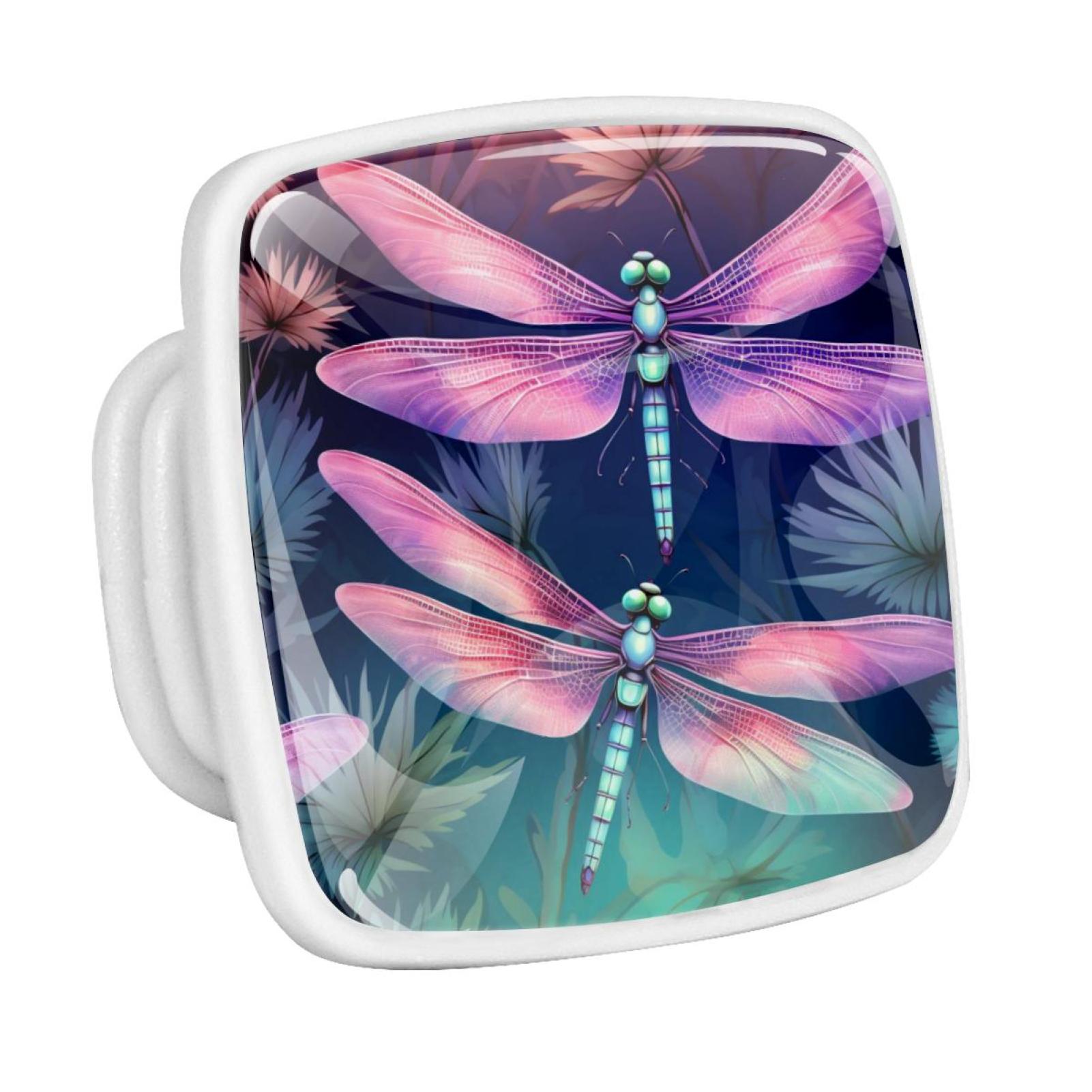Beautiful Dragonfly Insects Fluorescent Drawer Pulls with Screws Square ...