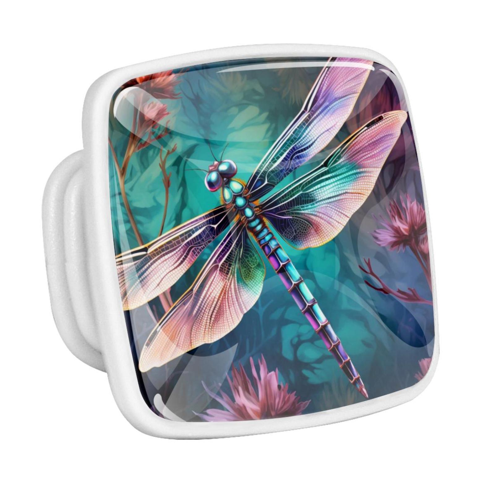 Beautiful Dragonfly Insects Fluorescent Drawer Pulls with Screws Square ...