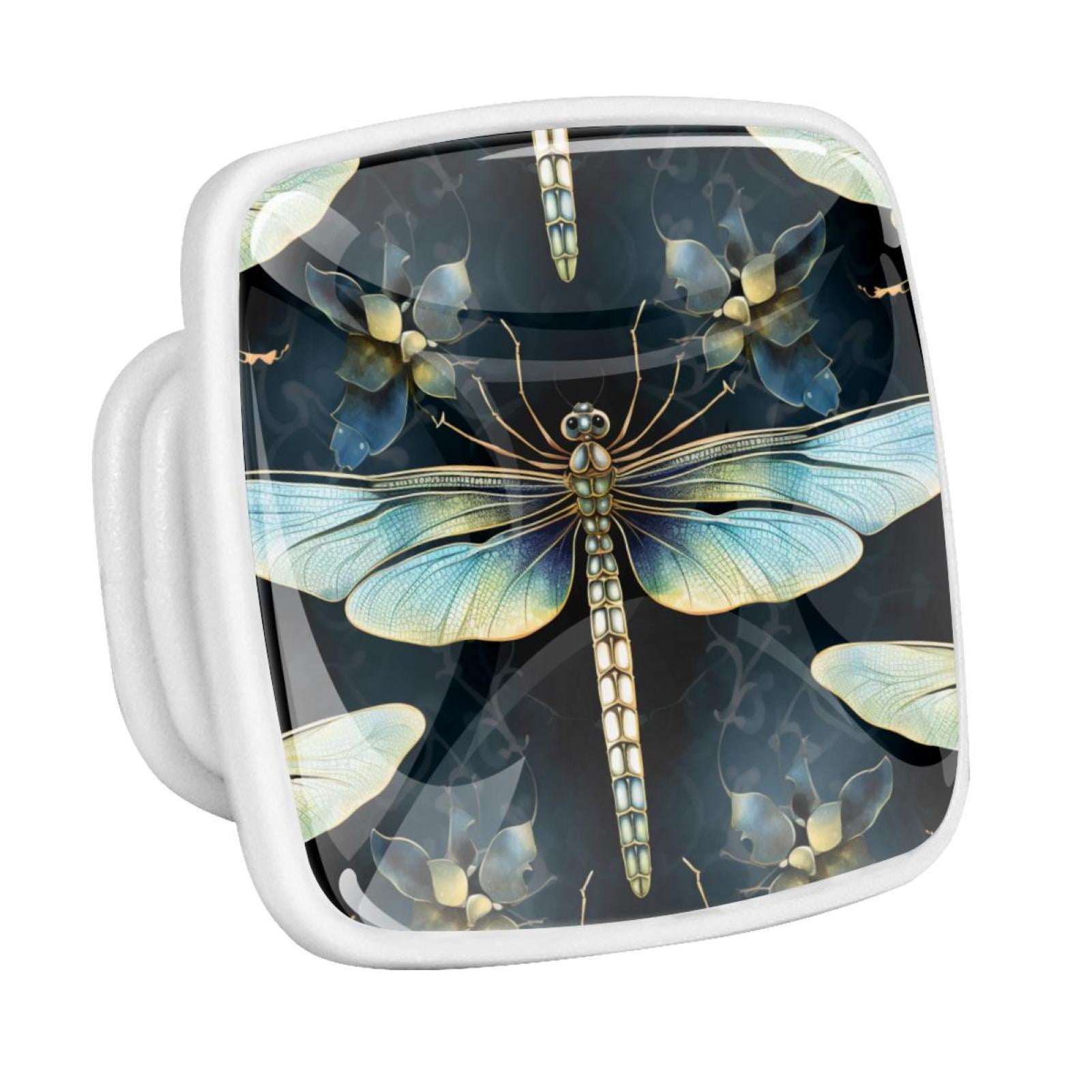 Beautiful Dragonfly Insects Fluorescent Drawer Pulls with Screws Square ...