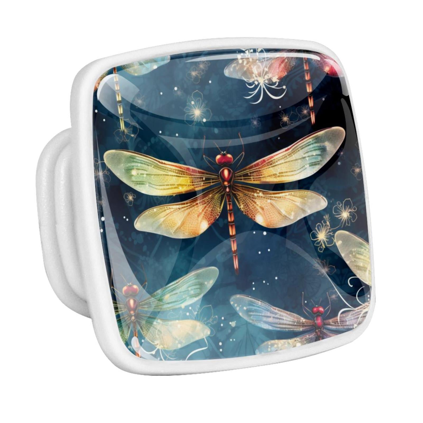 Beautiful Dragonfly Insects Fluorescent Drawer Pulls with Screws Square ...