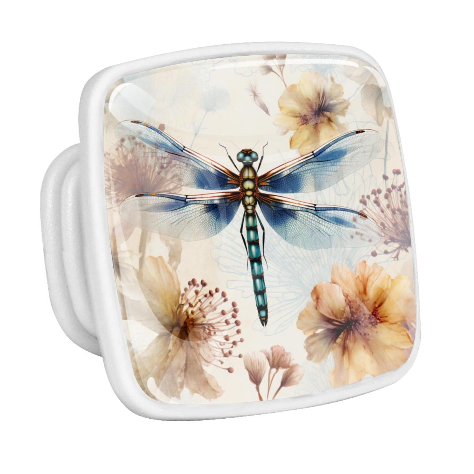 Beautiful Dragonfly Insects Fluorescent Drawer Pulls with Screws Square ...