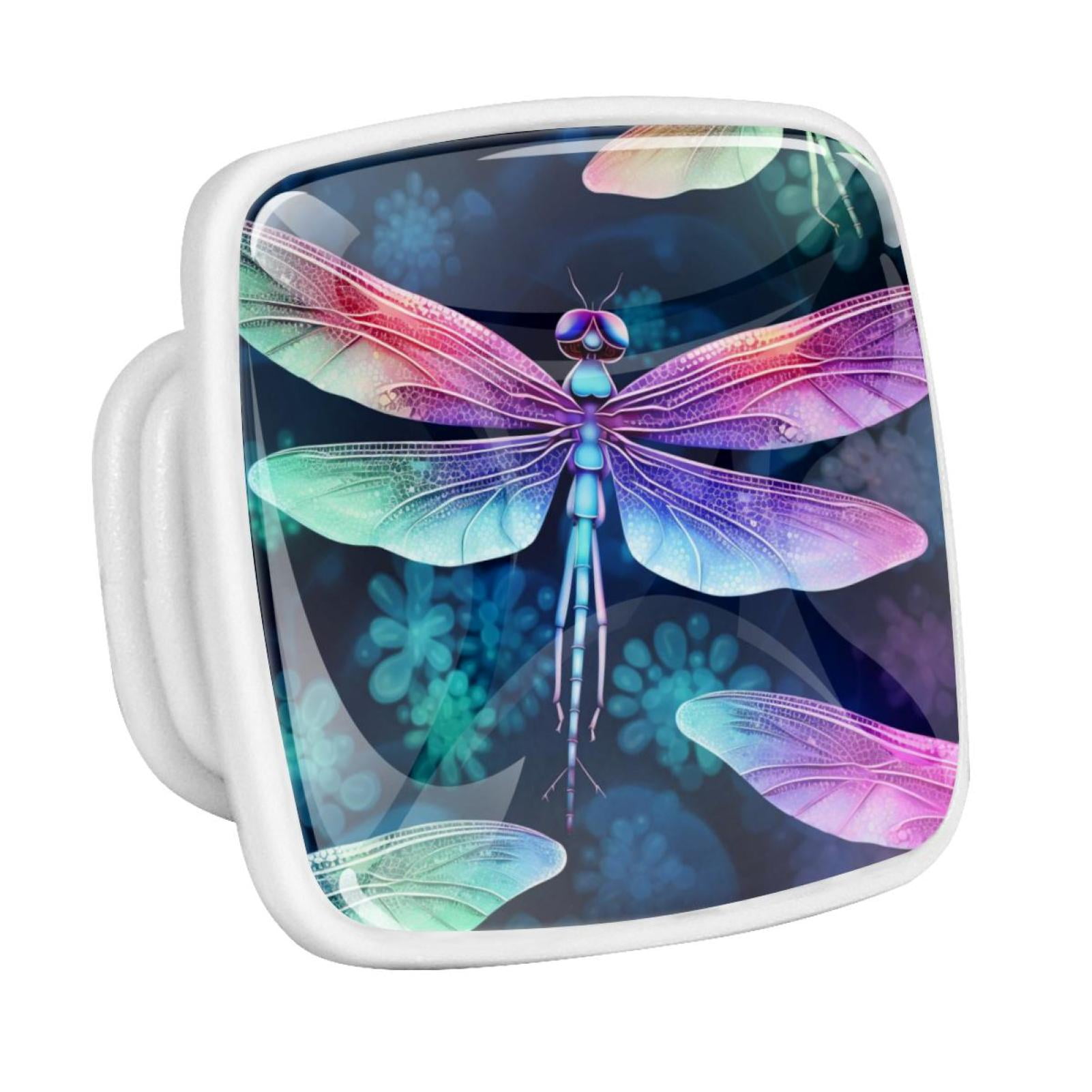 Beautiful Dragonfly Insects Fluorescent Drawer Pulls with Screws Square ...
