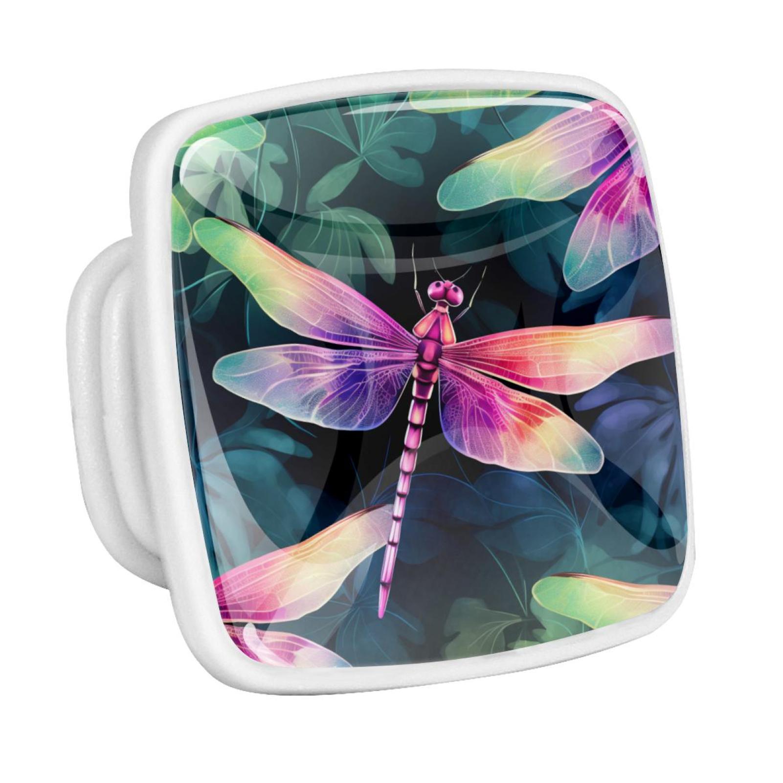 Beautiful Dragonfly Insects Fluorescent Drawer Pulls with Screws Square ...