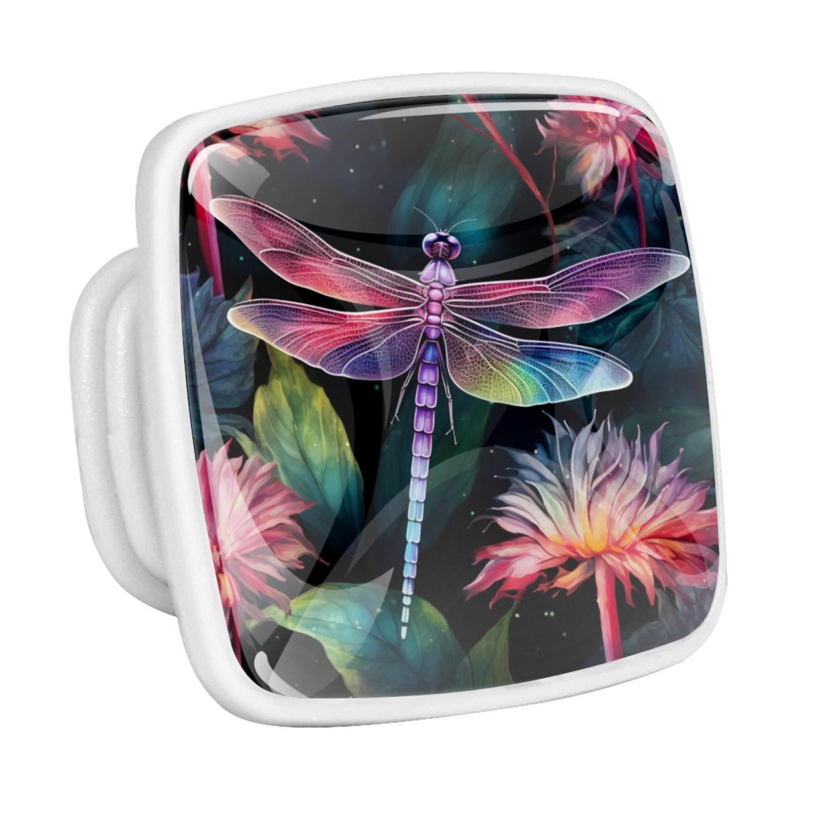 Beautiful Dragonfly Insects Fluorescent Drawer Pulls with Screws Square ...