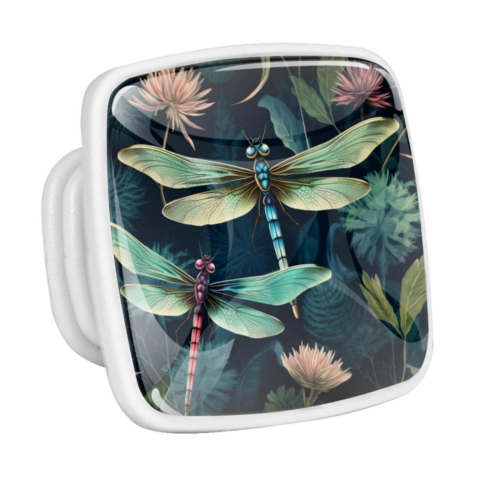 Beautiful Dragonfly Insects Fluorescent Drawer Pulls with Screws Square ...